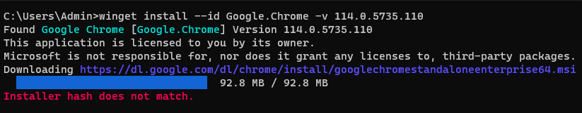 [Update Request]: Google.Chrome hash mishmatch · Issue #109756 · microsoft/winget-pkgs · GitHub