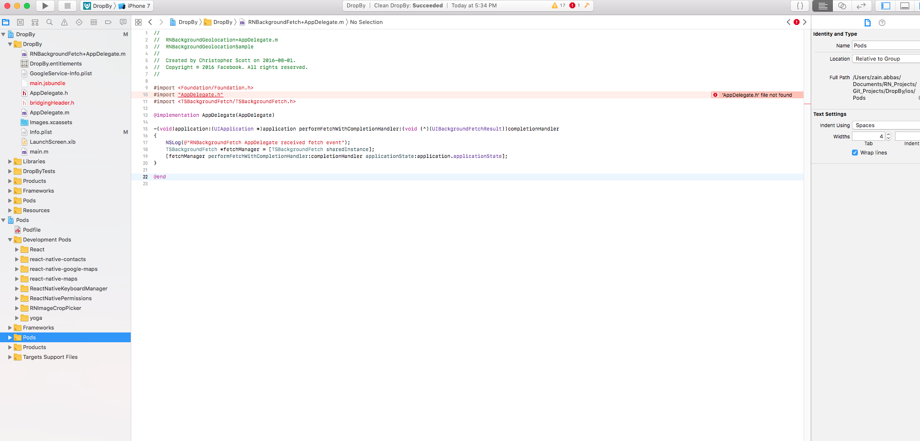 "AppDelegate.h" file not found error in RNBackgroundFetch+AppDelegate.m · Issue #807 ...