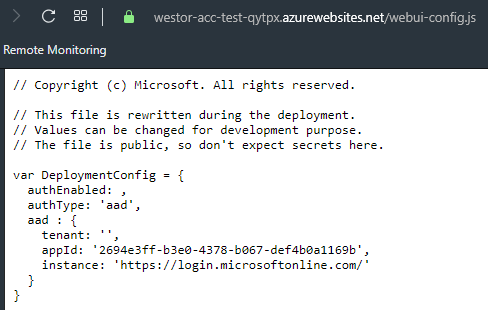 Verify the content of webui-config.js · Issue #1044 · Azure/pcs-remote-monitoring-webui · GitHub