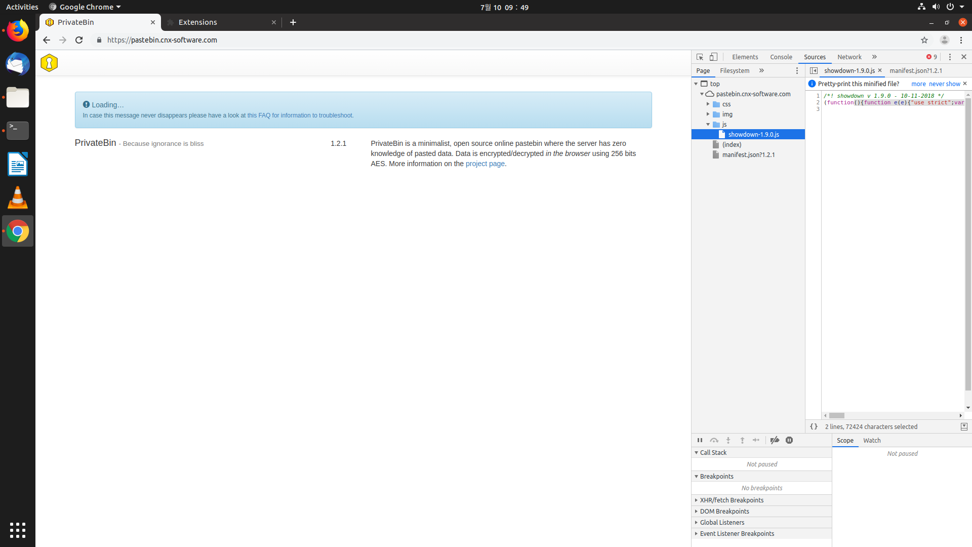 Loading... Error in Firefox · Issue #453 · PrivateBin/PrivateBin · GitHub