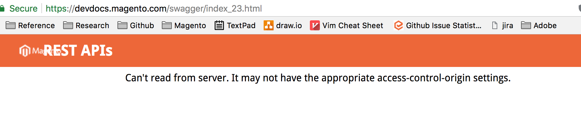 Swagger devdocs are broken for 2.3 · Issue #2280 · magento/devdocs · GitHub