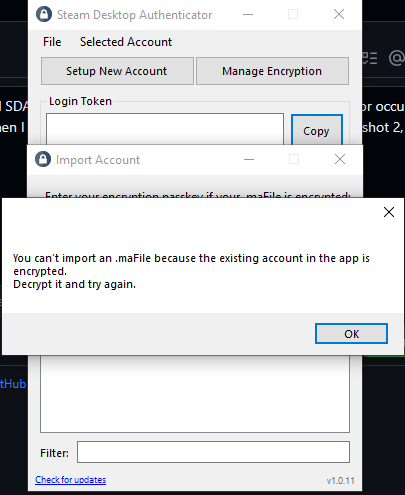 Error "Salt is empty" after enter encryption code · Issue #822 · Jessecar96 ...