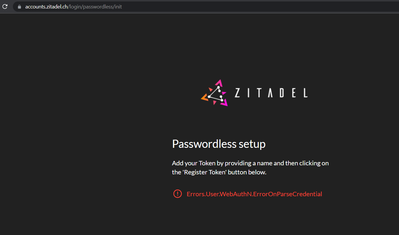 Errors.User.WebAuthN.ErrorOnParseCredential · Issue #2910 · zitadel/zitadel · GitHub