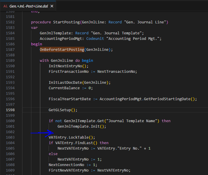 [Event request] Codeunit Gen. Jnl.-Post Line - StartPosting - OnBeforeGetVATEntryLastLineNo ...