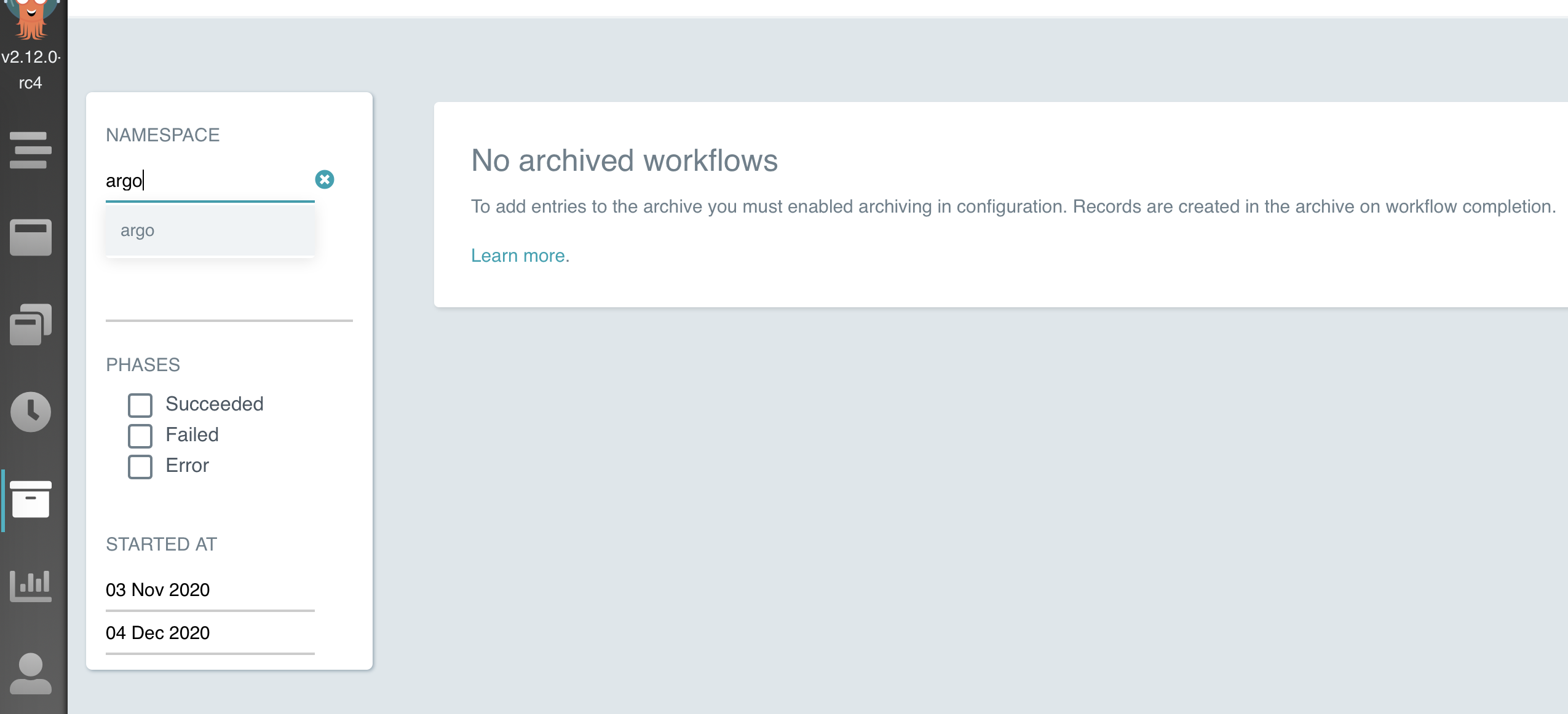 archived workflows not showing in UI · Issue #4635 · argoproj/argo-workflows · GitHub