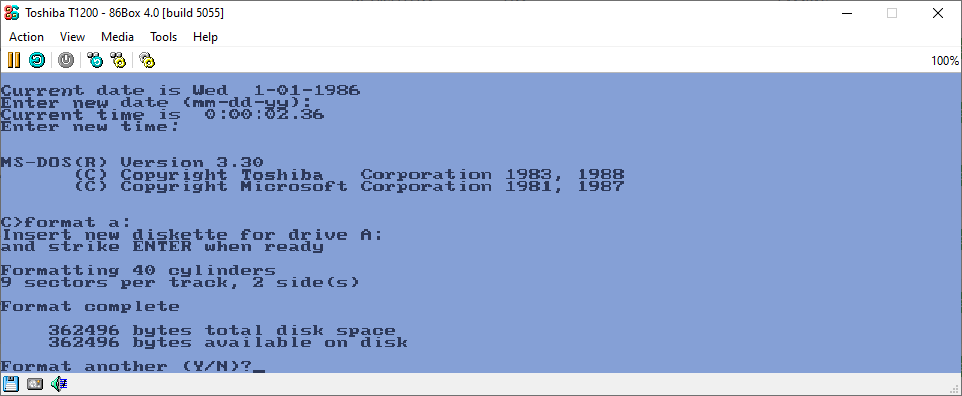 Toshiba T1200 - Format gives only 360KB free space on a 720KB diskette · Issue #3737 · 86Box ...