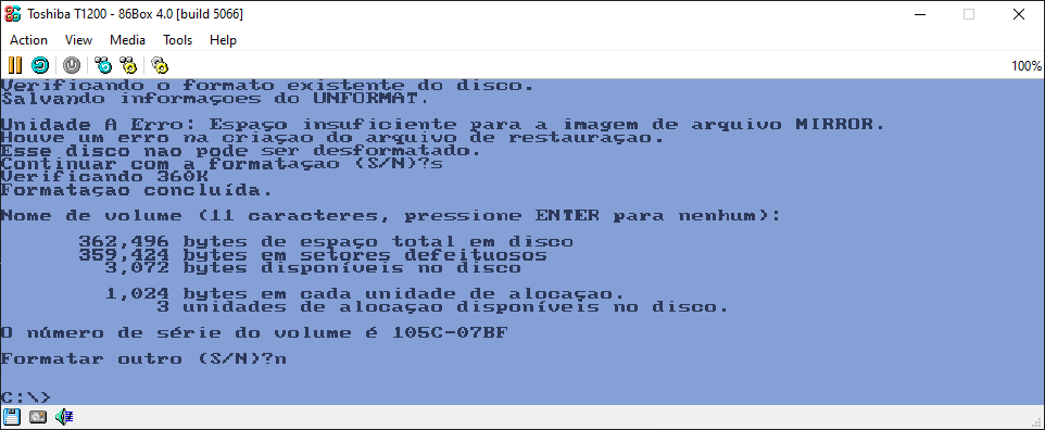 Toshiba T1200 - Format gives only 360KB free space on a 720KB diskette · Issue #3737 · 86Box ...