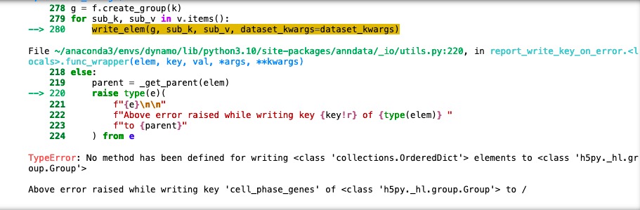 why I couldn't write the result of dynamo to the h5ad file ? · Issue ...