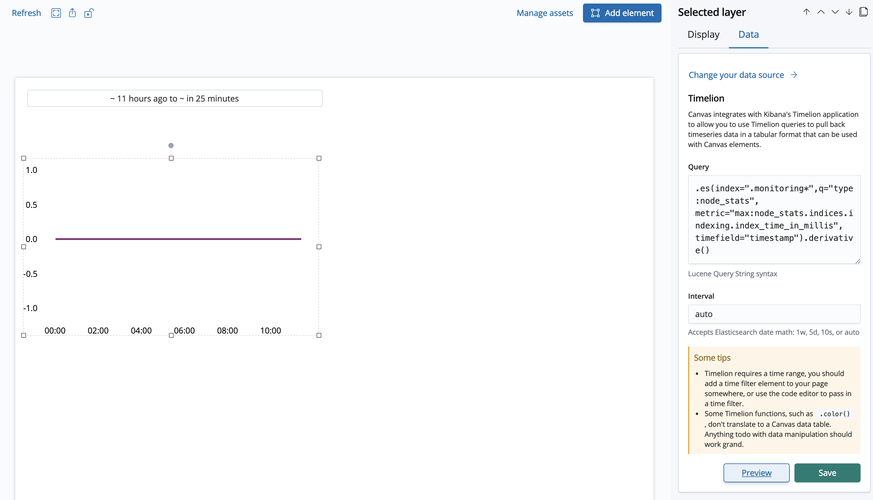 [Canvas] Different behaviour between timelion and timelion datasource on Canvas · Issue #33563 ...
