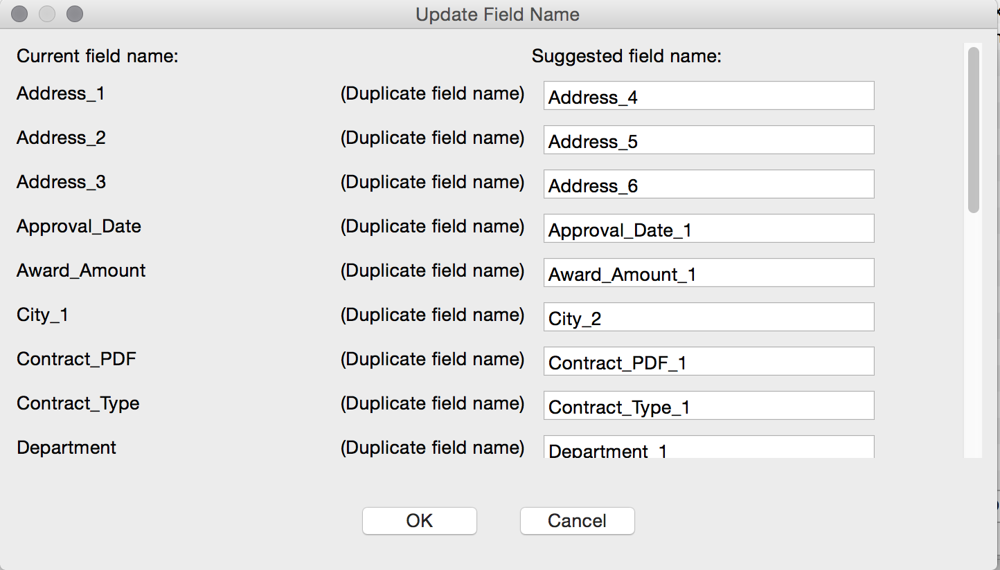 Field Name Correction Dialog update · Issue #1031 · GeoDaCenter/geoda · GitHub