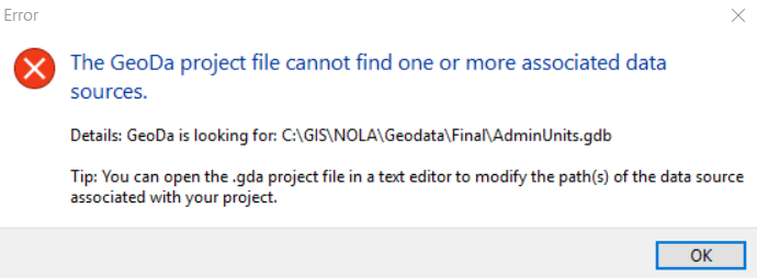 Saving/Opening GDA Project with File Geodatabase · Issue #1239 ...
