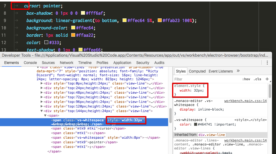 The width of hard tab different by css property. · Issue #32865 ...