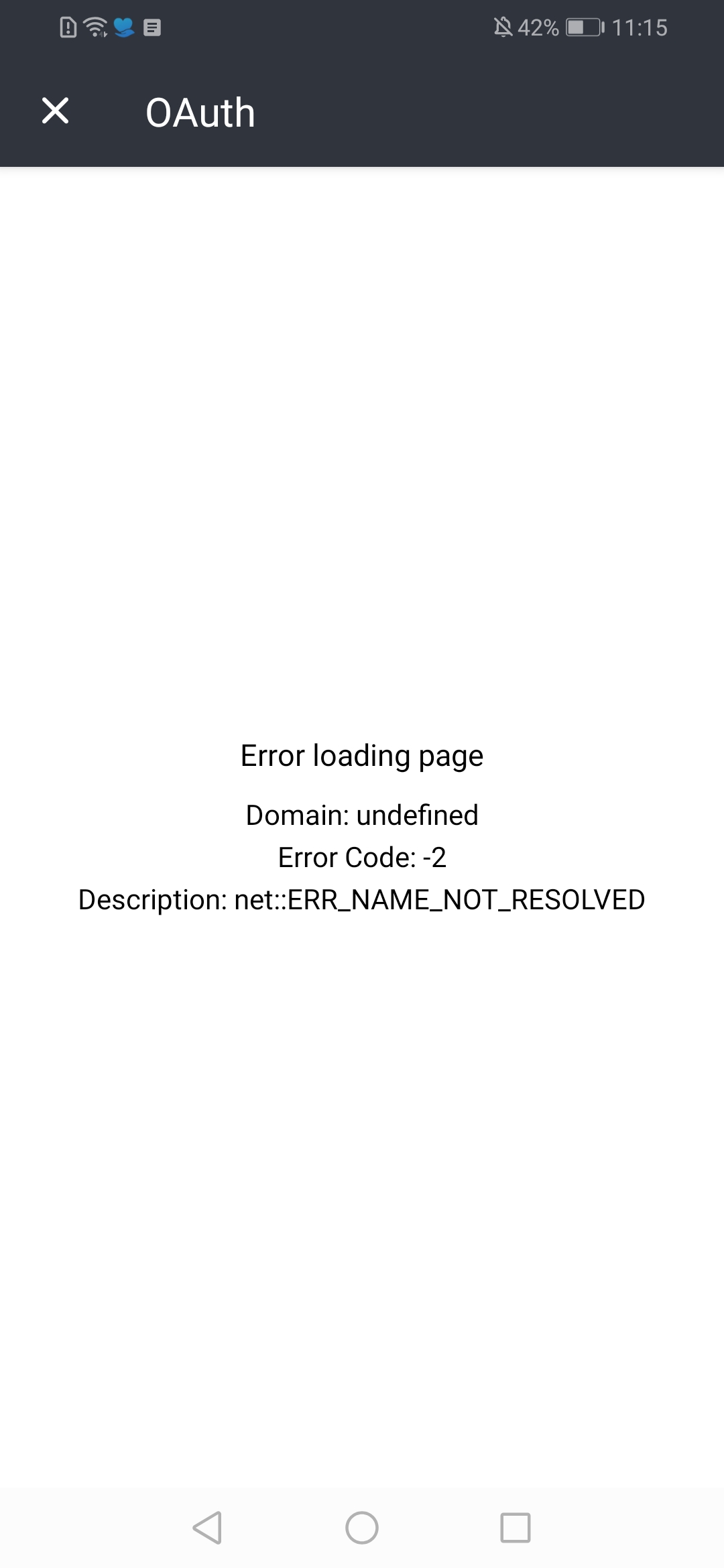 Custom OAuth: "undefined Error Code: -2" · Issue #1150 · RocketChat/Rocket.Chat.ReactNative · GitHub