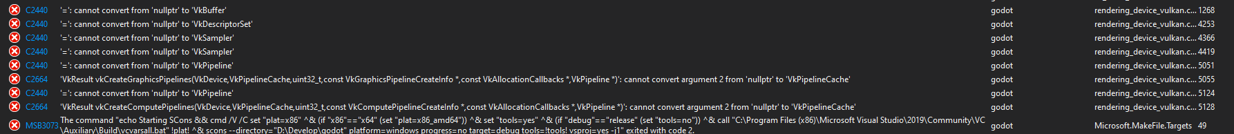 Cannot build in Visual Studio after NULL to nullptr changes (32-bit ...