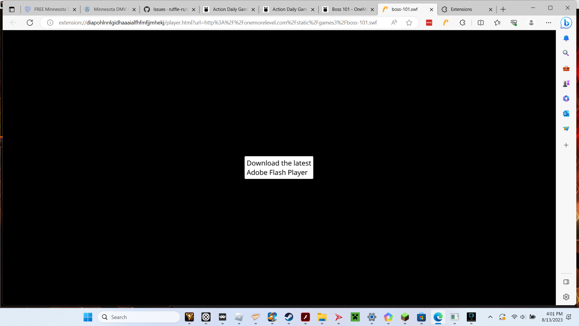 boss 101 says you need to download adobe flash player · Issue #12750 · ruffle-rs/ruffle · GitHub