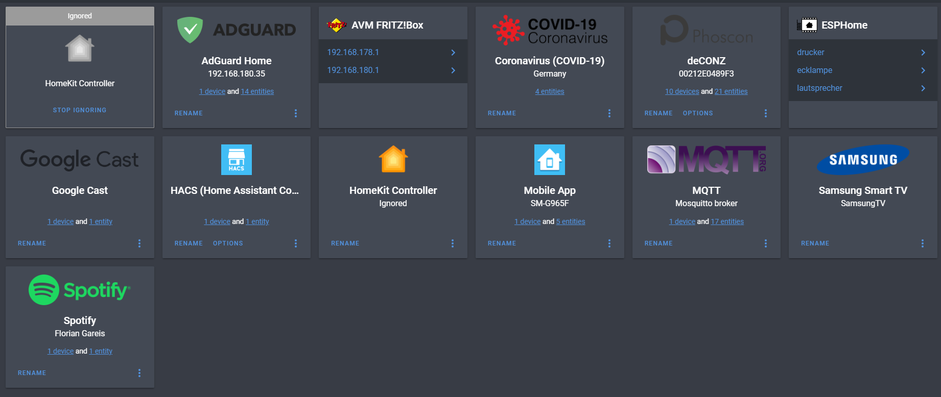01100b0 Ignored Integrations Are Shown · Issue 5875 · Home Assistantfrontend · Github 9499
