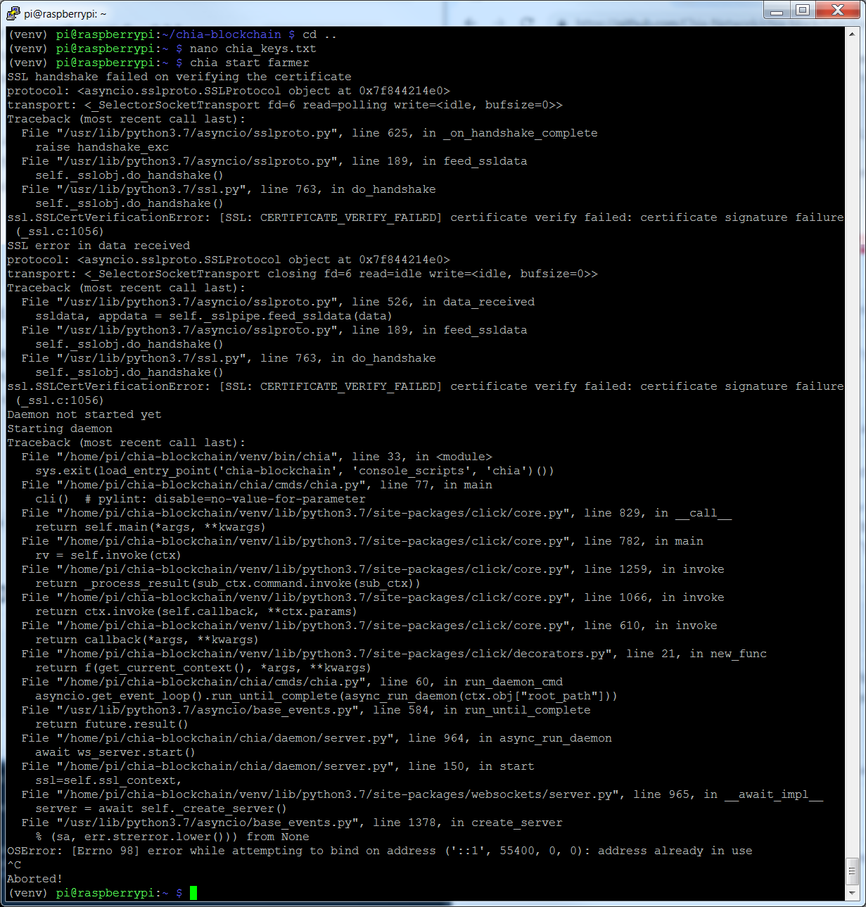 [BUG] Failed to start daemon · Issue #2372 · Chia-Network/chia ...