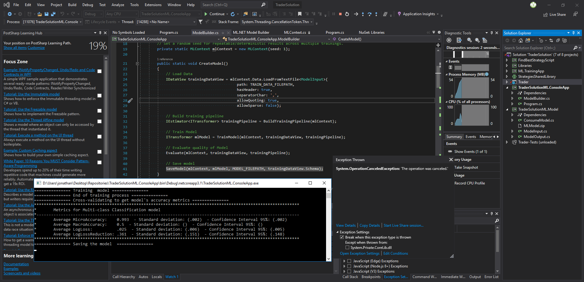[bug] Generated code from ML.Net ModelBuilder doesn't work (throws OperationCanceledException ...