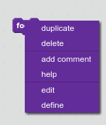 Context menu for custom command blocks · Issue #1135 · scratchfoundation/scratch-blocks · GitHub