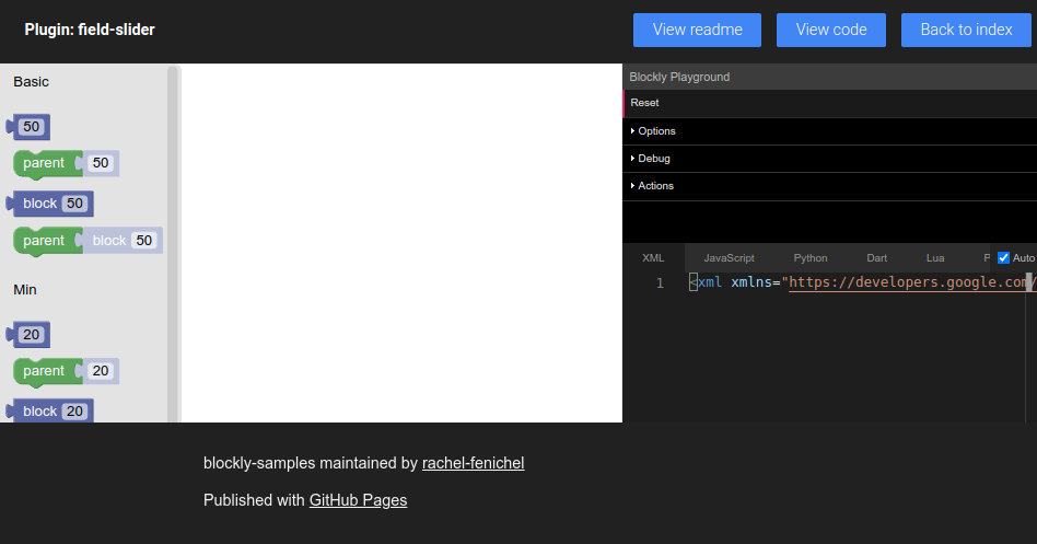 Improve github pages usefulness by rachel-fenichel · Pull Request #415 · google/blockly-samples ...