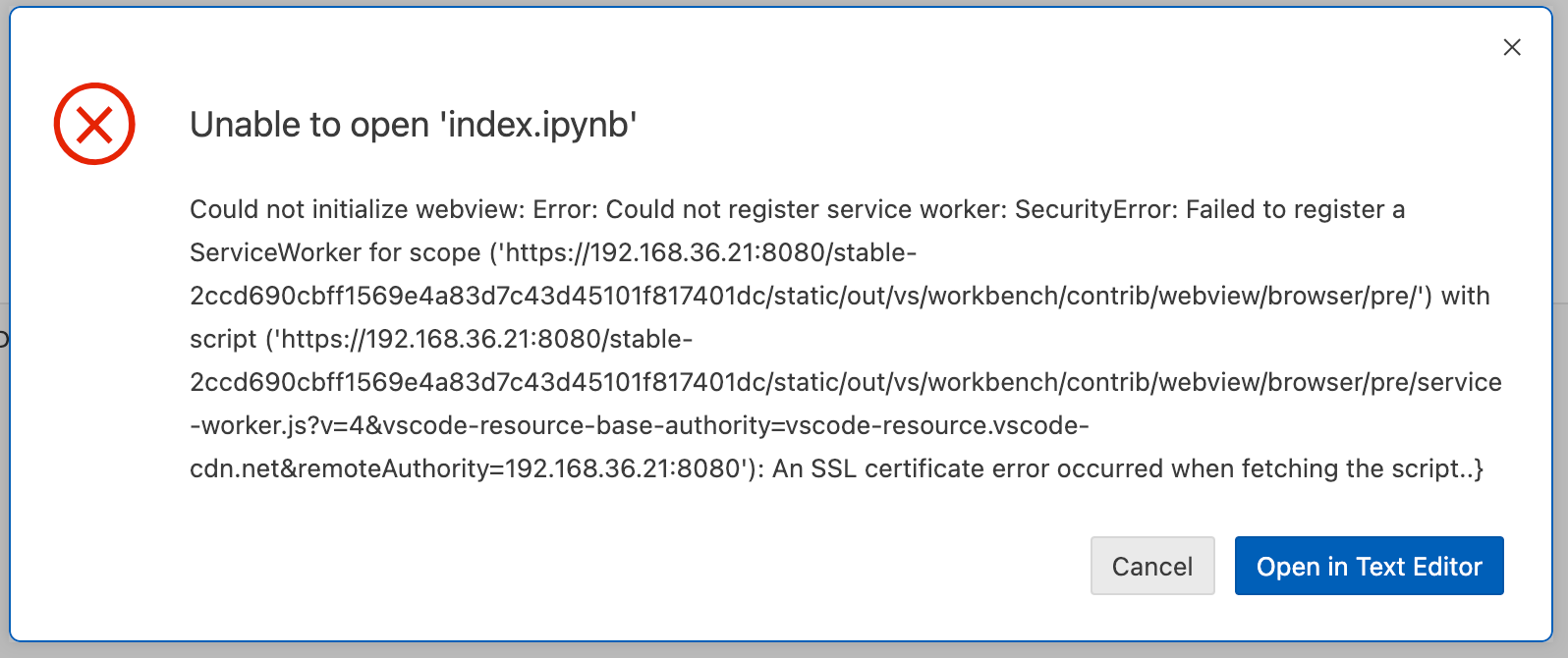 Bug Unable To Open Ipynb In Docker，i Have Tried My Best · Issue 6418 · Codercode Server 