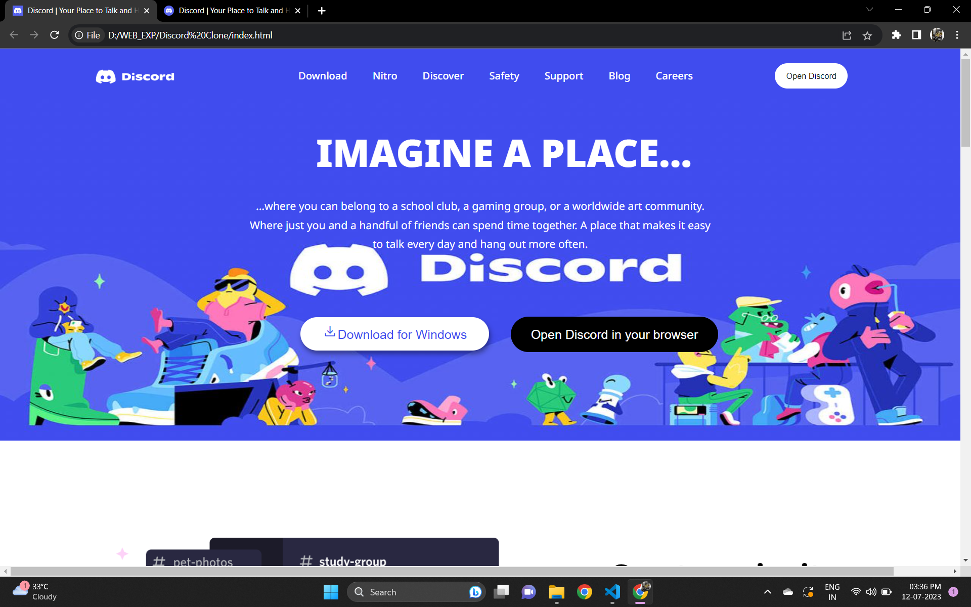 GitHub - sarnick005/Discord-Website-Clone-Project: A simple clone project of Discord official ...