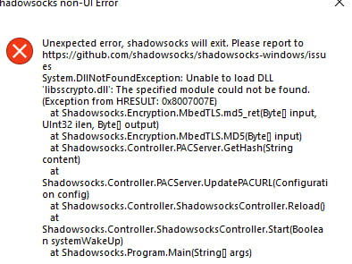 startup error · Issue #3416 · shadowsocks/shadowsocks-windows · GitHub