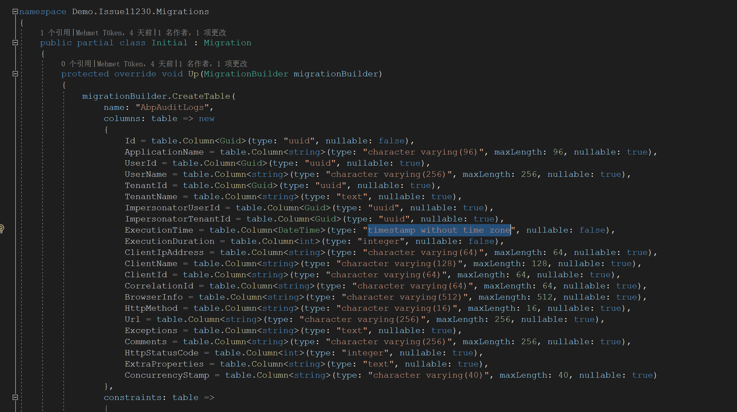 Update entity every time CreationTime change. · Issue #11230 · abpframework/abp · GitHub