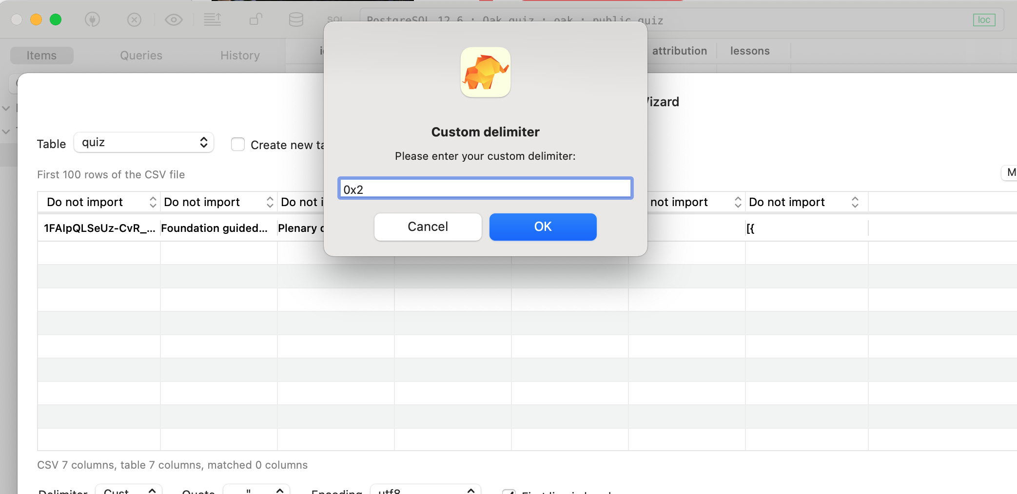 How do I use a low value for delimiter? i.e. 0x02 · Issue #2340 · TablePlus/TablePlus · GitHub