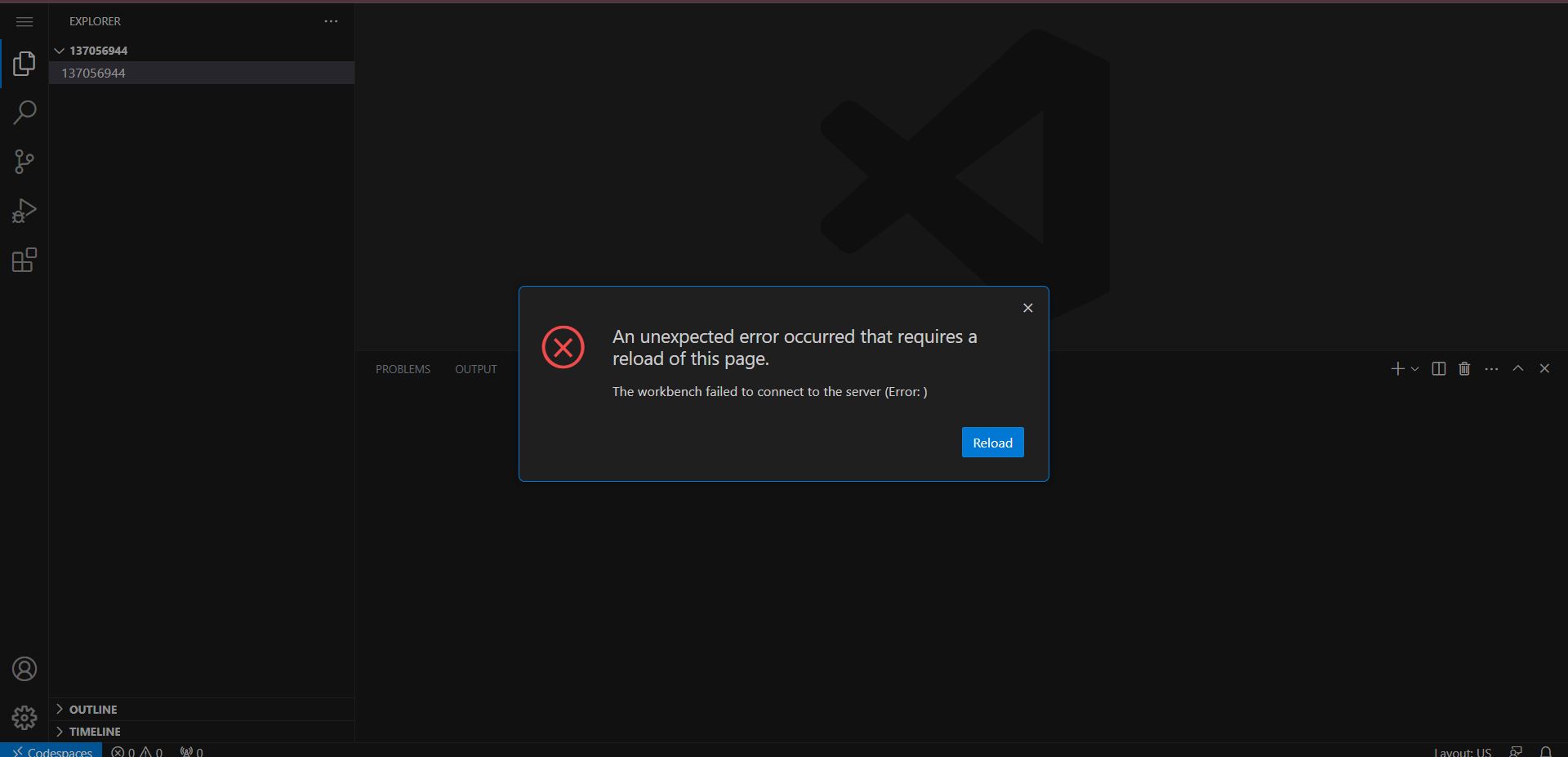 An unexpected error occurred that requires a reload of this page. · Issue #186169 · microsoft ...