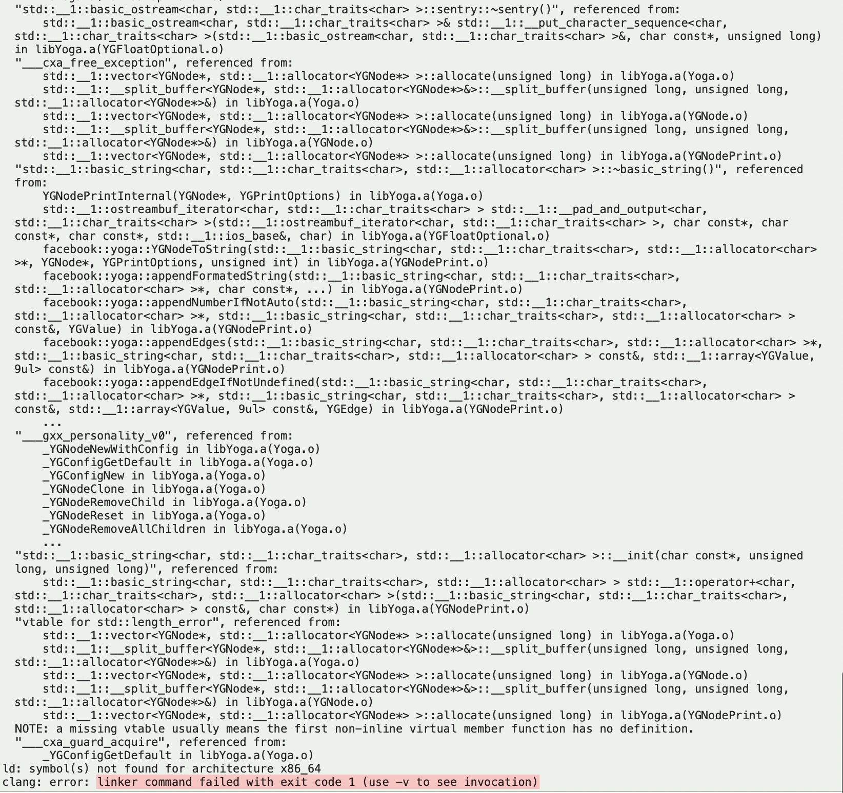 ld: symbol(s) not found for architecture x86_64 · Issue #876 · facebook/yoga · GitHub