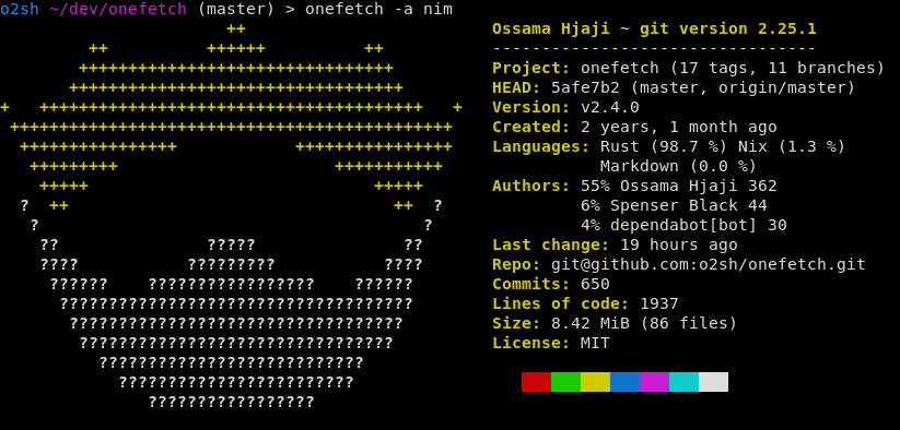 Reduce size of Nim's ASCII logo · Issue #250 · o2sh/onefetch · GitHub