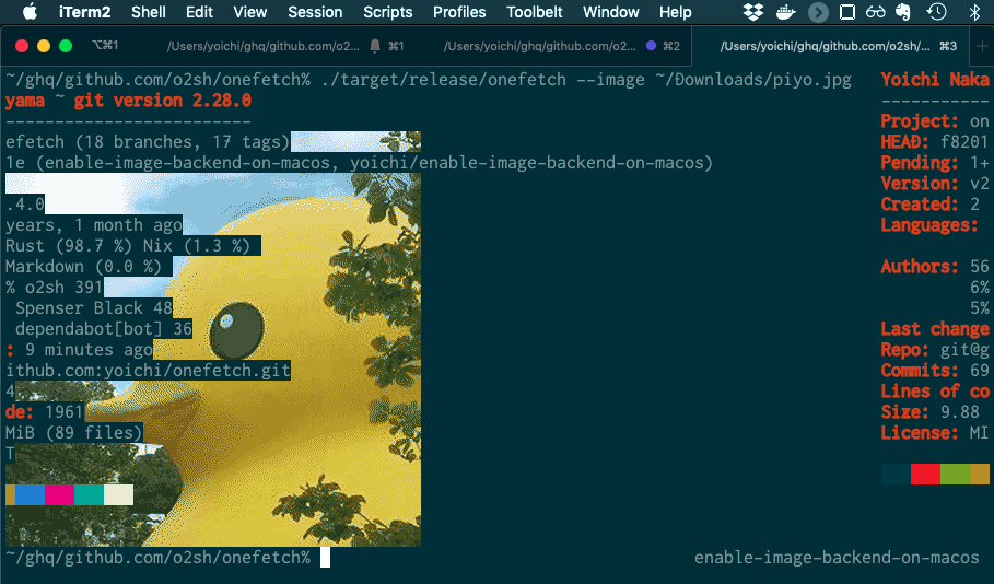 Extend image backend support to ITerm2 Inline Images Protocol. · Issue #283 · o2sh/onefetch · GitHub