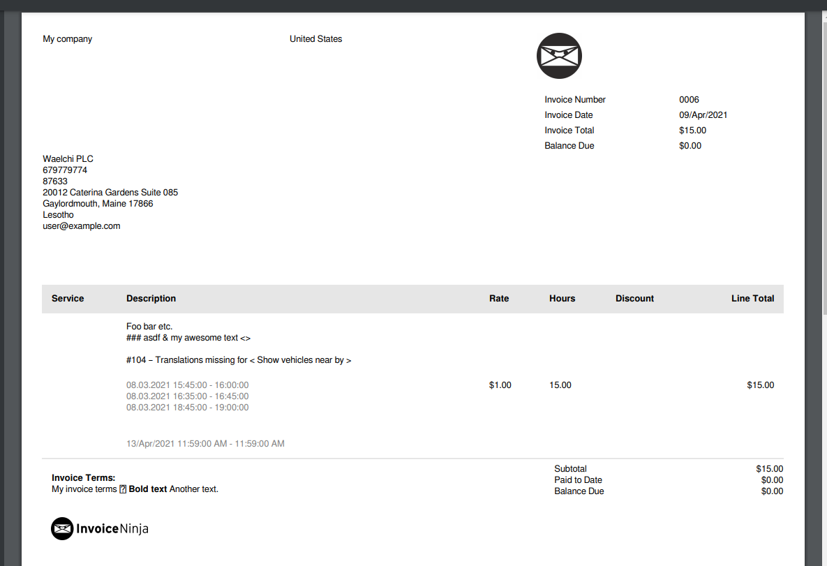 PDF generation failes for some invoices: Specification mandate value for attribute vehicles at ...