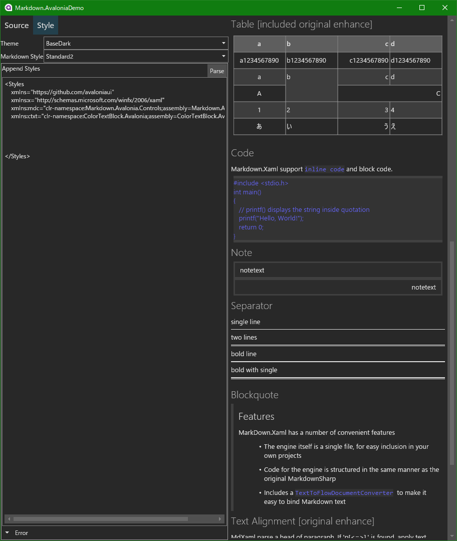 Theme-free style · Issue #19 · whistyun/Markdown.Avalonia · GitHub