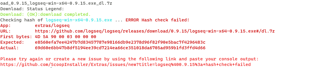 Logseq0915 Hash Check Failed · Issue 11857 · Scoopinstallerextras · Github