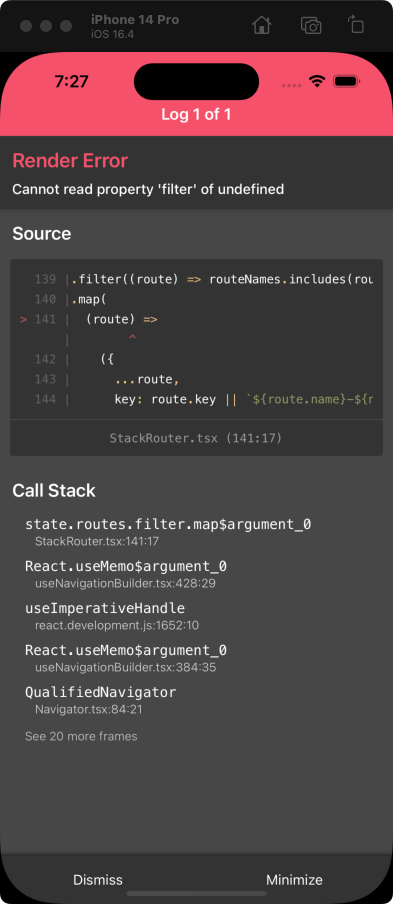 In a monorepo, adding a dynamic route named "[state]" inside a group causes "Cannot read ...