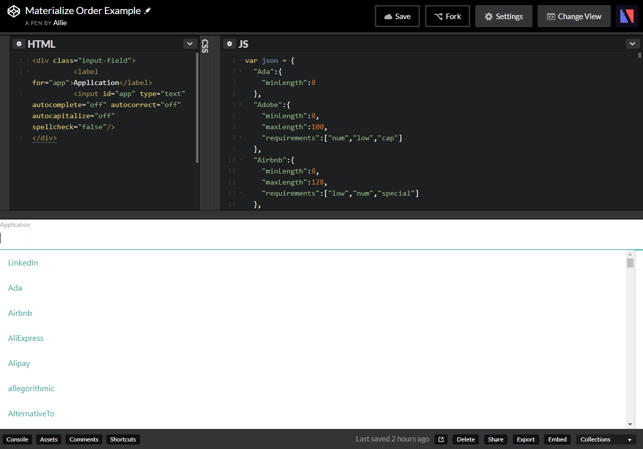 sortFunction Autocomplete documentation · Issue #5644 · Dogfalo/materialize · GitHub