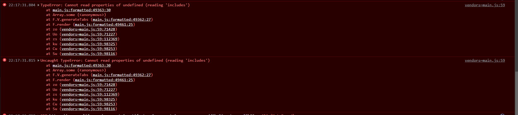 Js Error In Aws Amplify Console Which Causes Screen To Go Blank Preventing Usage Of Amplify