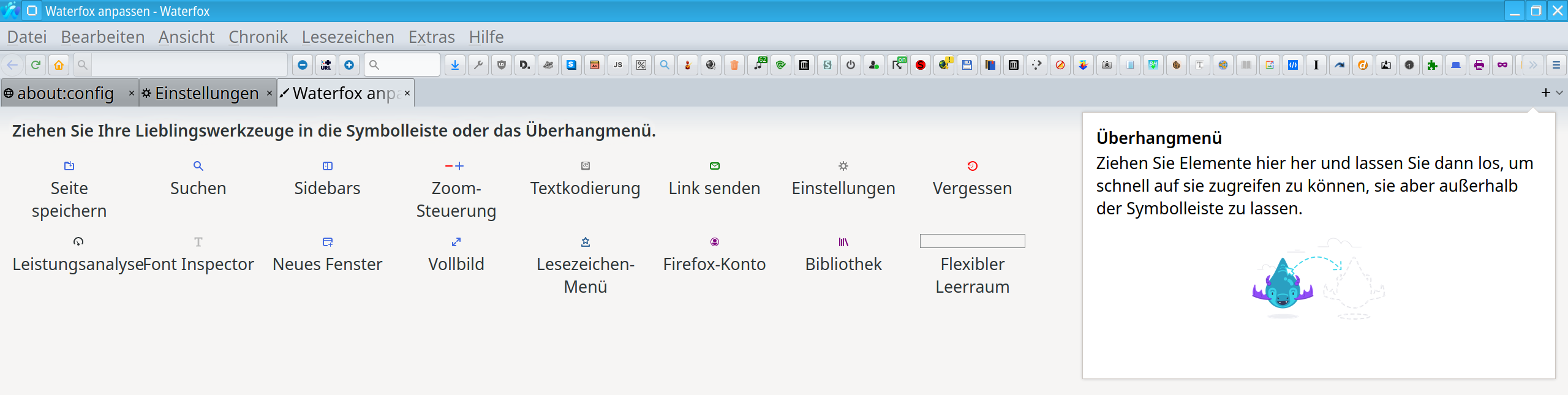 [Waterfox G3.2.1] Button to access the overflow menu (for extensions ...