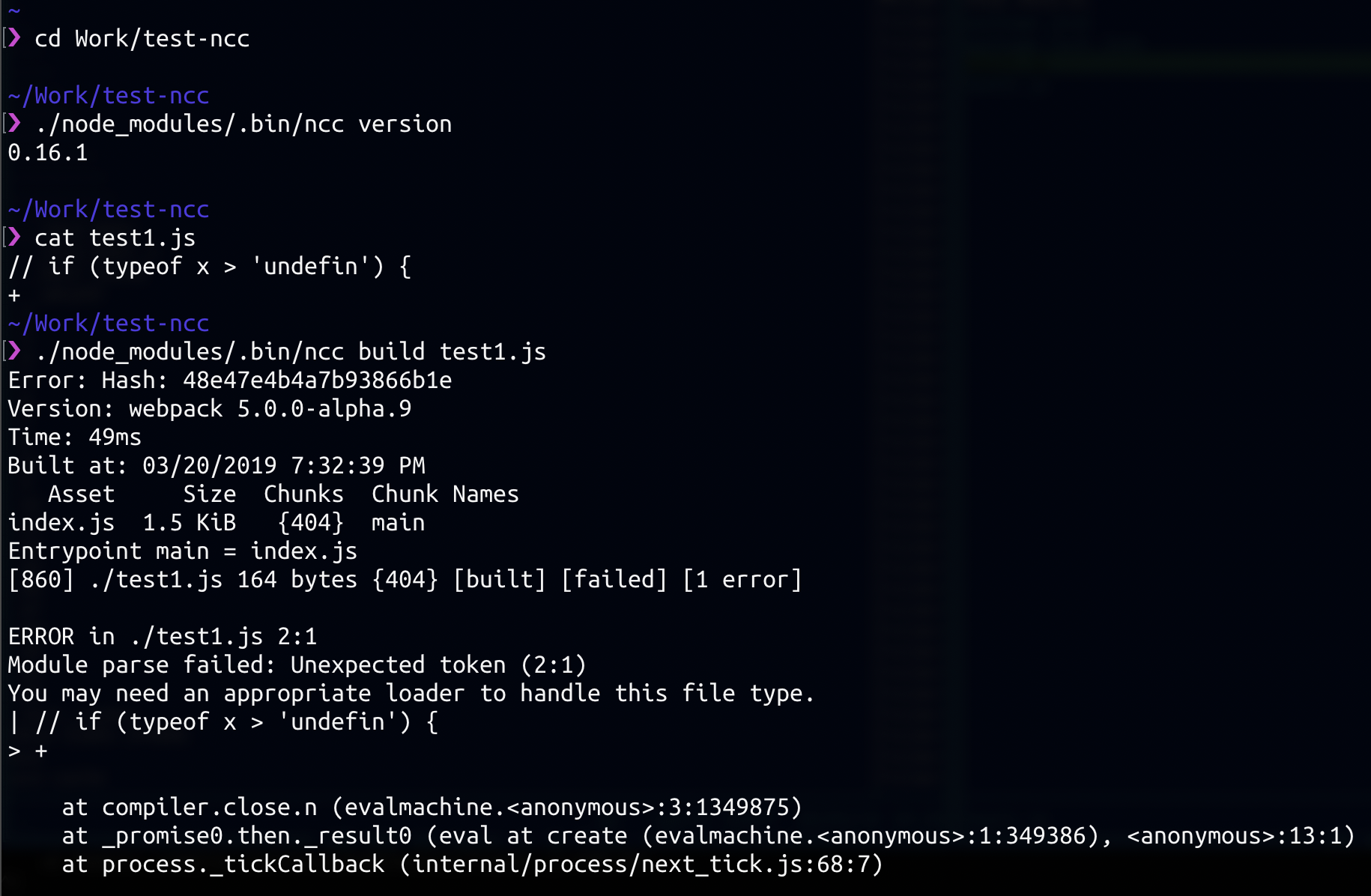 Combination of typeof and wrong syntax throws unhandled · Issue #7 · vercel/webpack-asset ...