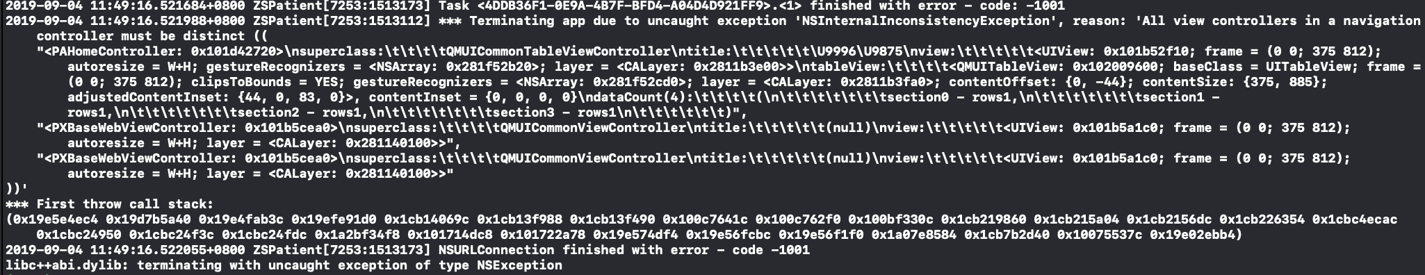 调用 [self.navigationController setViewControllers:viewControllers animated:animated] 闪退 · Issue ...