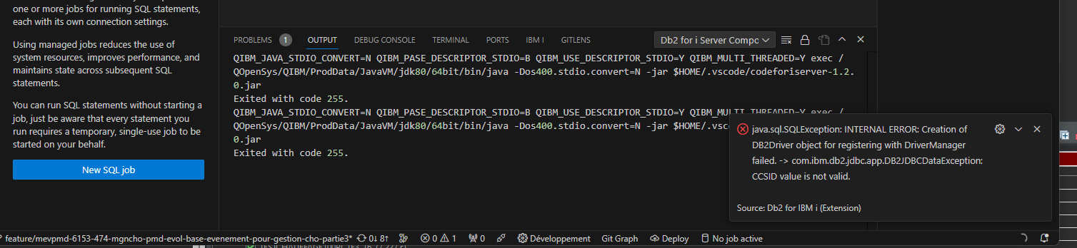 java.sql.SQLException: INTERNAL ERROR: Creation of DB2Driver object for registering with ...