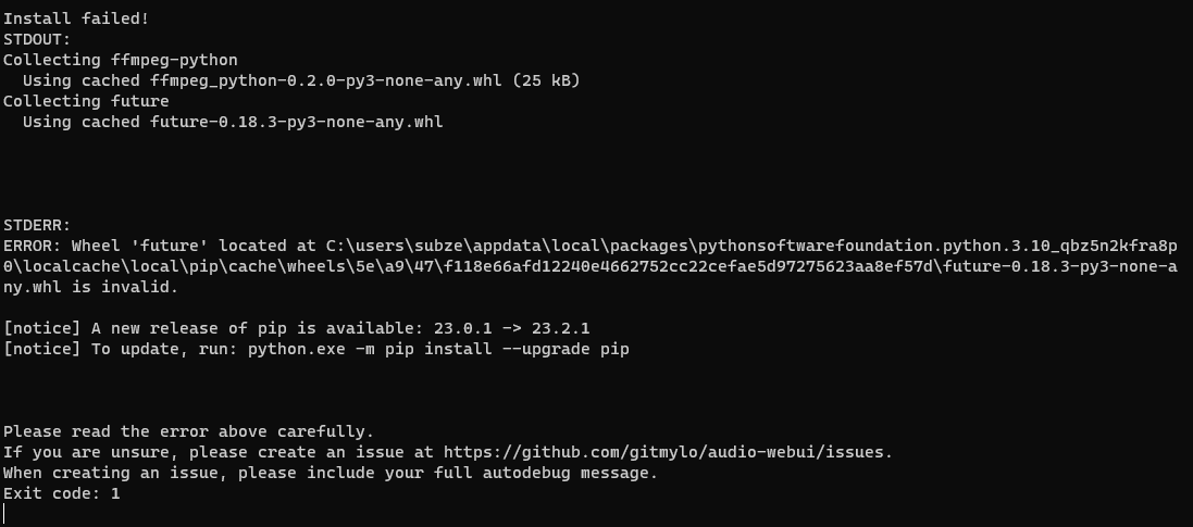 this massage came up to me when installing audio webui , how do i fix it ? · Issue #113 ...