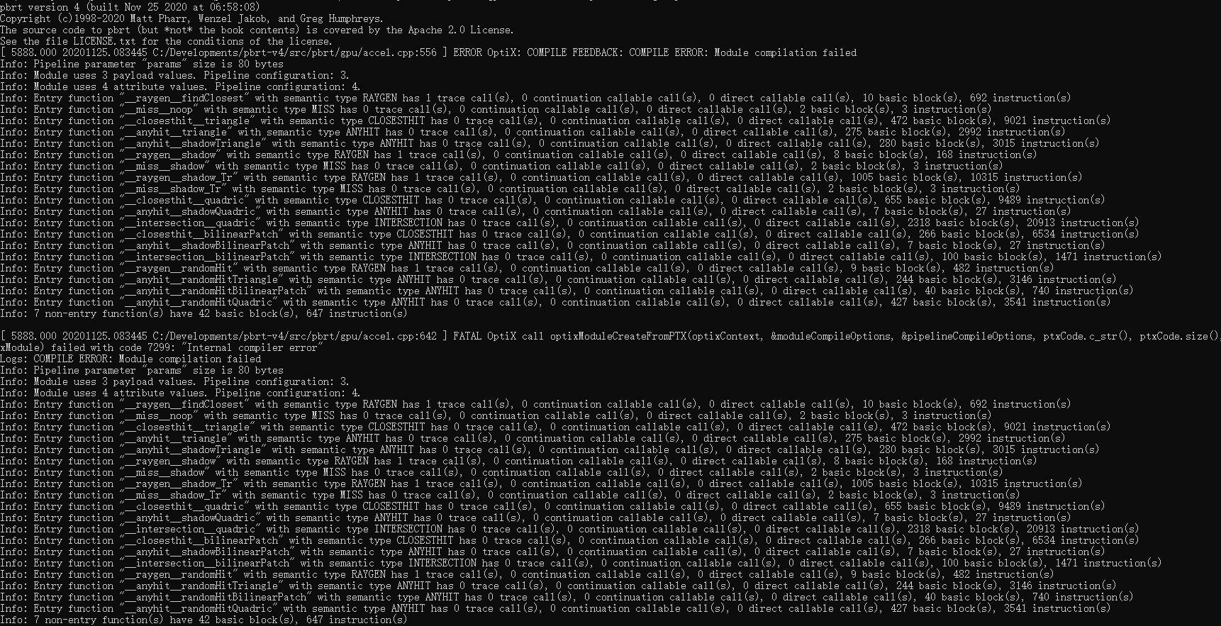 ERROR OptiX: Module compilation failed · Issue #89 · mmp/pbrt-v4 · GitHub