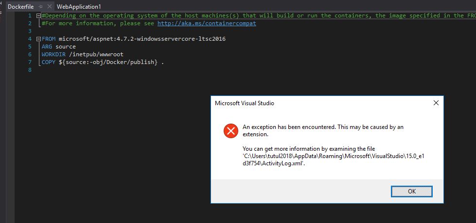 Cannot start Docker debug with VS2017 15.39.11 · Issue #182 · microsoft/DockerTools · GitHub