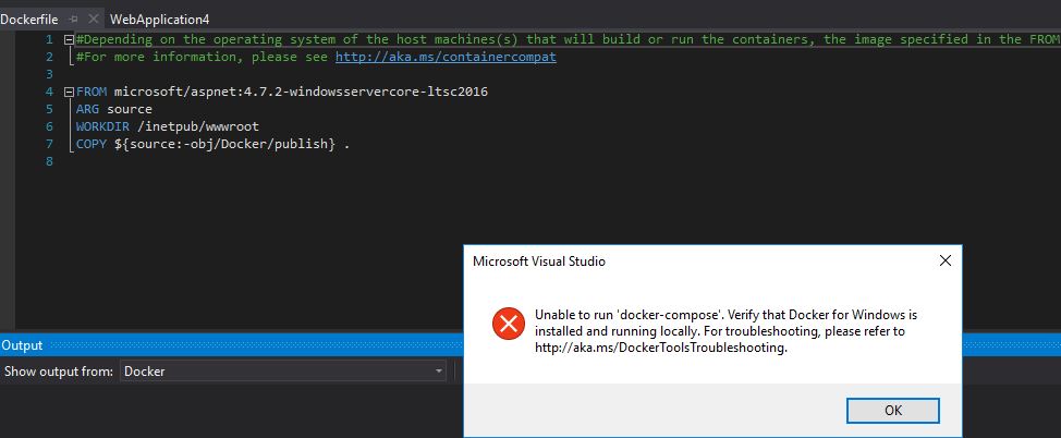 Cannot start Docker debug with VS2017 15.39.11 · Issue #182 · microsoft/DockerTools · GitHub