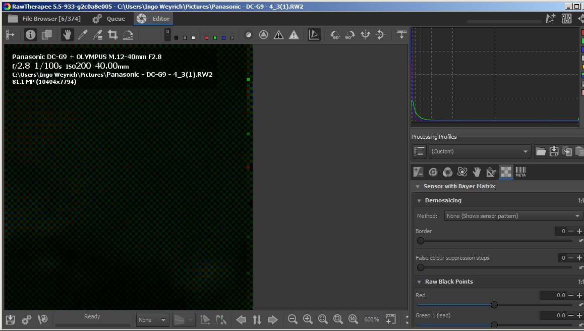 Panasonic DC-G9 pixel shift raws require different black level and raw crop · Issue #5104 ...