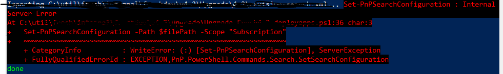 [BUG] Set-PnPSearchConfiguration: Internal Server Error. Executing with search import files that ...
