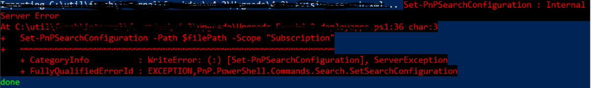 Set-PnPSearchConfiguration: Internal Server Error importing search properties that were working ...